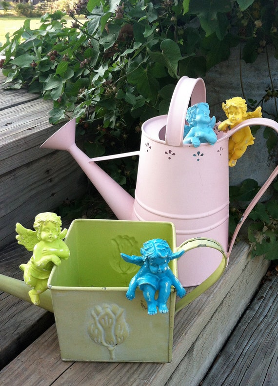 4 Mini Cherub Pot Sitters / Flower Pot & Basket Hangers / Dish