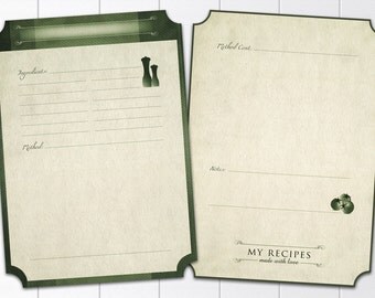 Unique recipe template related items | Etsy