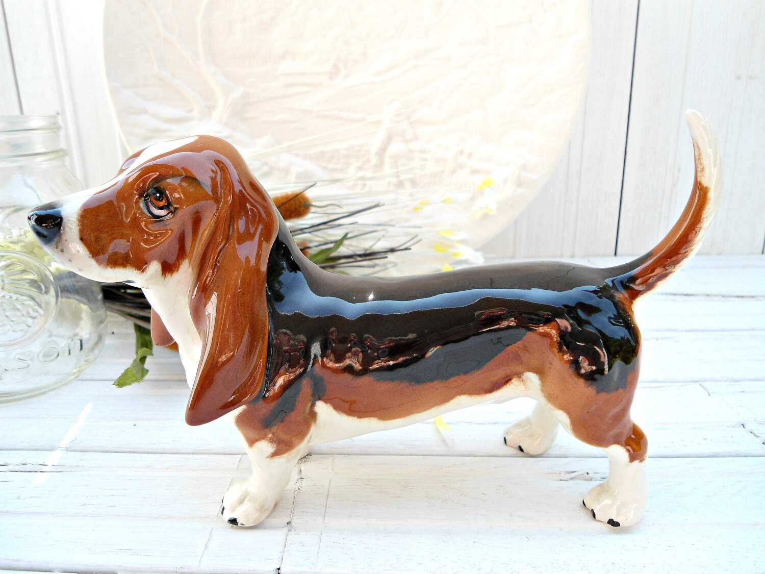 Vintage Beswick Basset Hound Vintage Dog Figurine