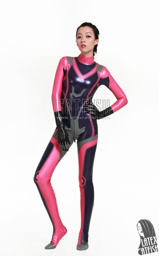 Sexy Japanese Eva Cosplay Latex Catsuit Women Rubber Costume