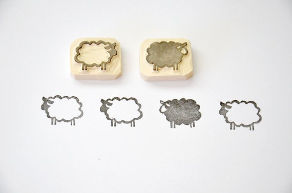 Hand Carved Rubber Stamp / sheep / set of 2