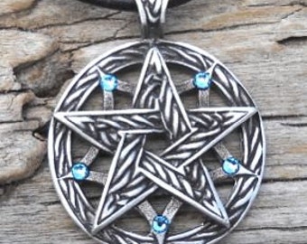 Pewter Double Pentagram Celtic Pagan Pentacle Pendant with