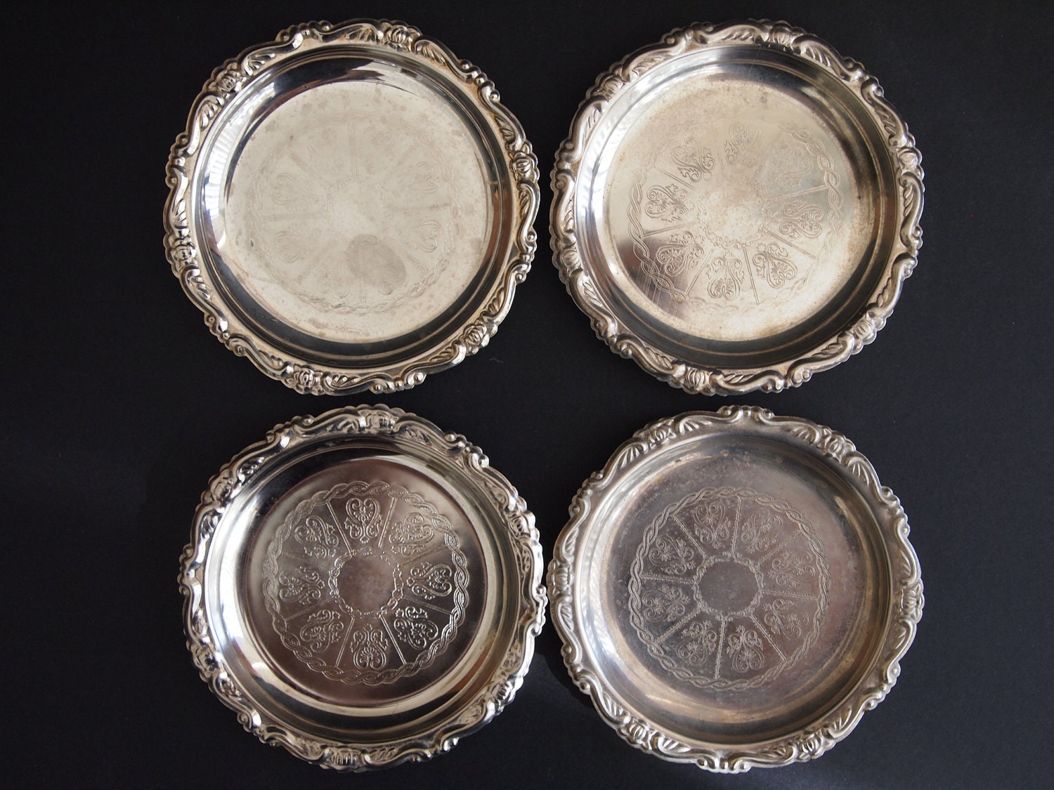 Silver Plated EP on Steel Coasters Italy set of four 4