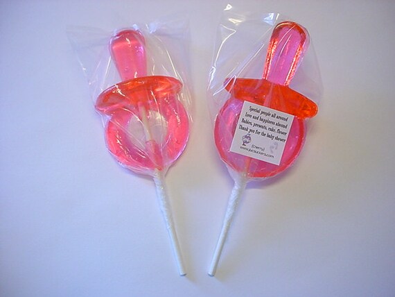 1 dz Hard Candy Pacifier Shaped Lollipop Baby by LollipopsMade4You