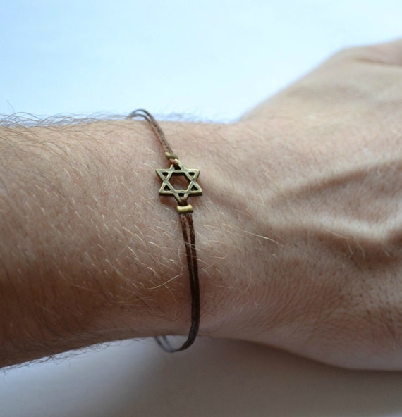 Star of David men's bracelet, bronze, gift for him, brown bracelet for ...
