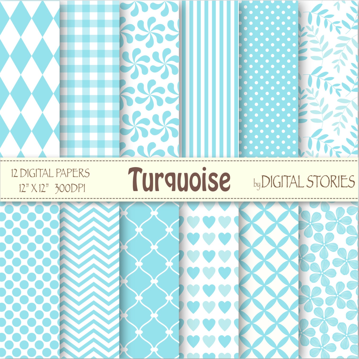 Turquoise Blue Digital Paper: TURQUOISE BASIC