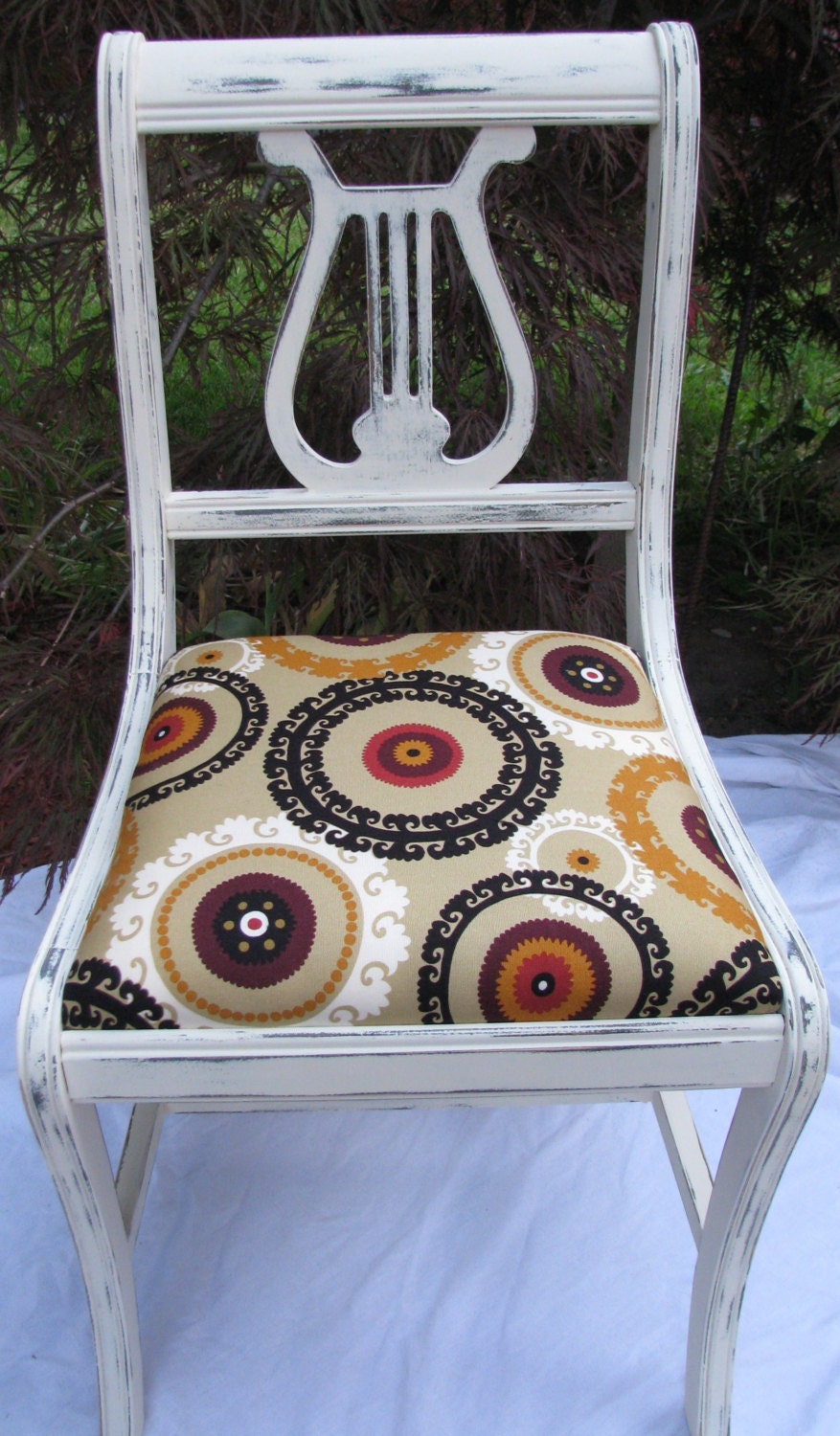 The Kensington harp dining chairs in distressed white and black with ...