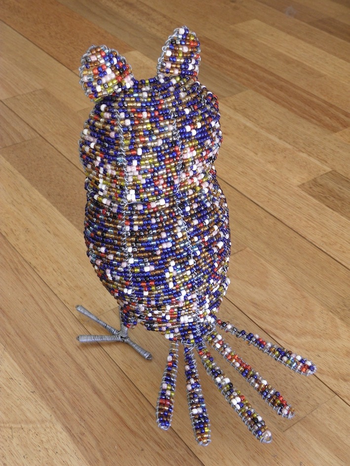 African Beaded Wire Animal OWL Multicolored by Hadeda on Etsy
