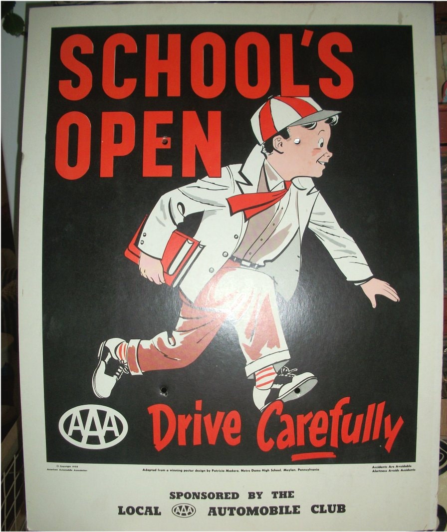 Vintage AAA TRAFFIC POSTER School Safety by vintagewarehouse