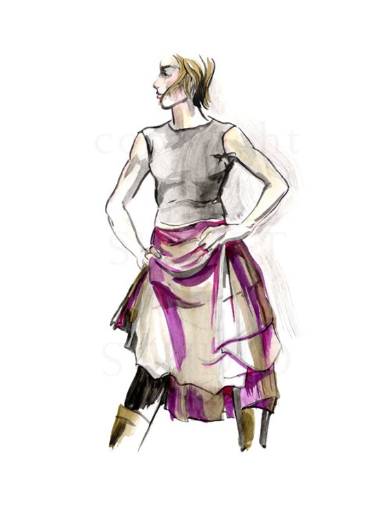 Items similar to Fashion Sketch, quick figure drawing from model ...