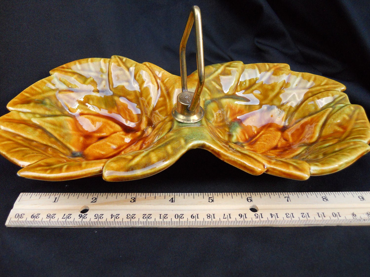Fantastic Vintage California Pottery Divided Leaf Dish with Handle ...