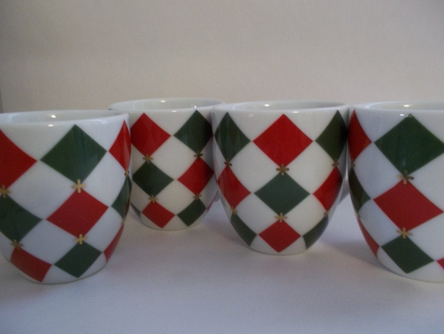 WILLIAMS SONOMA Harlequin Pattern Petite Mugs/ SET of 4 Espresso Cups ...