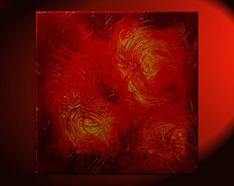 Large Red Modern Abstract Painting Urban Original by NathalieVan