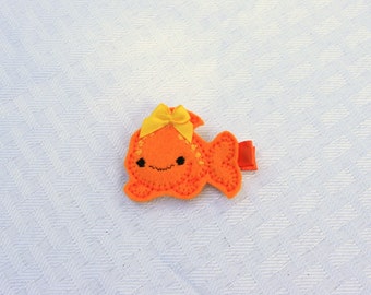 Items similar to Fish Hair Clip - Goldfish - Baby Hair Clip - Ribbon ...