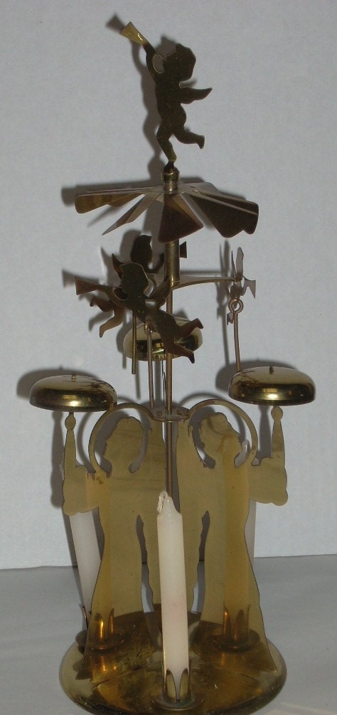 Brass Swedish Angel Windmill Candle Holder Chimes GES Gesch