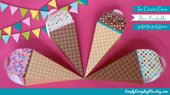 Ice Cream Cone Box use as a gift box or favor box INSTANT
