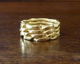 18K Gold Ring Square Gold Ring Solid Gold Ring Zen Nature