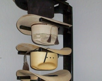 Cowboy Hat Rack Wall Mount 4 Western Hats Solid by BormanRRRanch