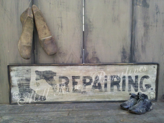 Items similar to Reproduction Shoe and Boot Repairing Wooden Sign on Etsy
