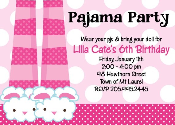 Pajama Party Birthday Invitation Printable Or Printed By Cutie
