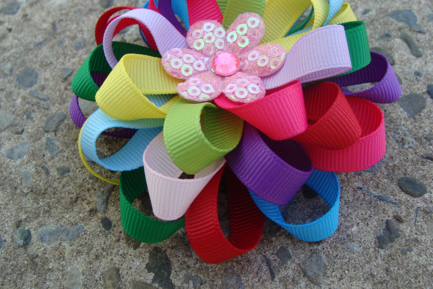 Rainbow Hair Bow Loopy Hair Bow Flower Hair Bow