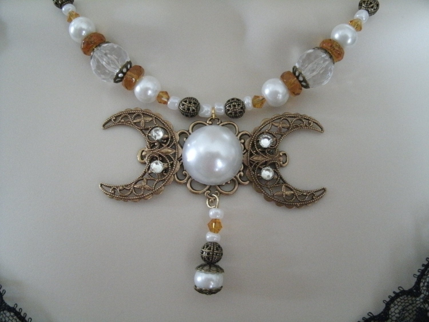 Triple Moon Goddess Necklace wiccan jewelry pagan jewelry