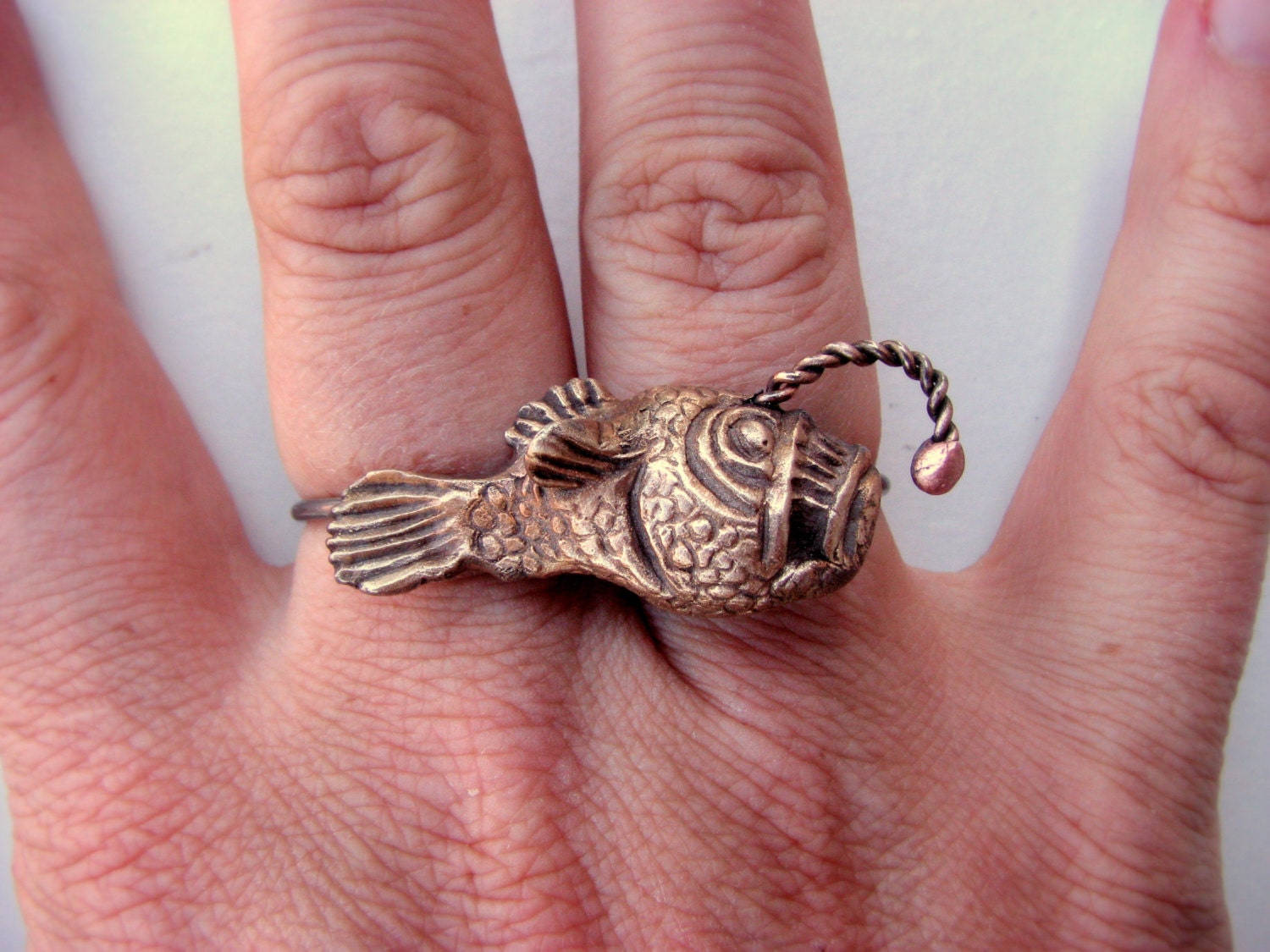 Angler fish knuckle duster ring by AnnaSiivonen on Etsy