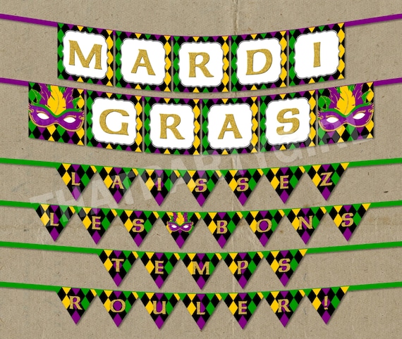 Mardi Gras Party Banner DIY U Print Instant Download