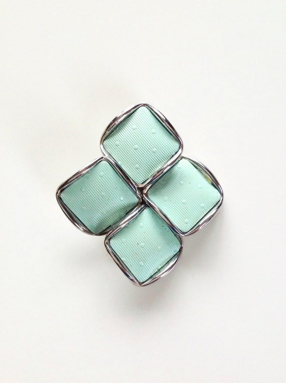 Items Similar To Vintage Light Robins Egg Blue Brooch Mod Brooch Square