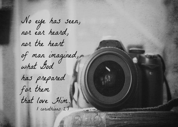 Items similar to Scripture Camera No Eye Has Seen Bible Verse Quote Art ...