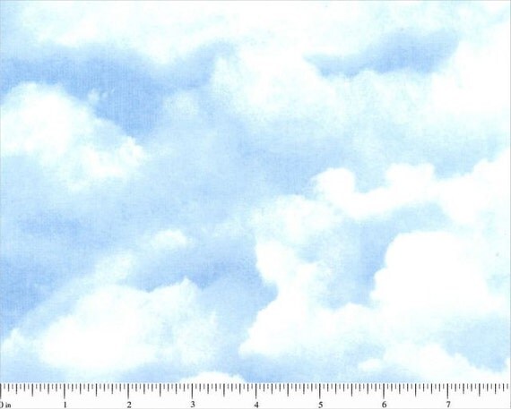 Blue Fabric White Clouds Fabric Blue Sky Cotton Fabric White