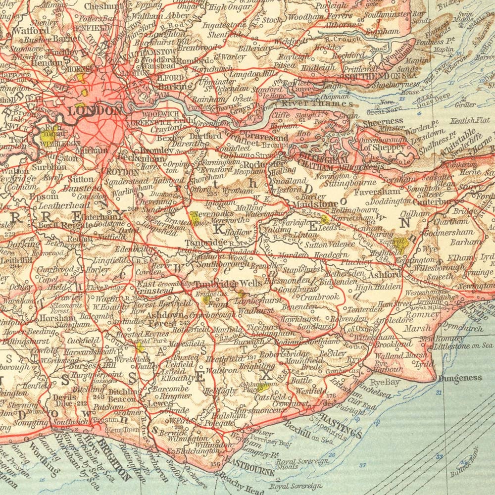 Map of Southern England and Wales 1922 by CarambasVintage on Etsy