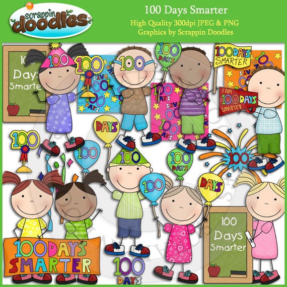 100 Days Smarter Clip Art Download by ScrappinDoodles on Etsy