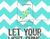Items similar to Let Your Light Shine firefly mason jar 5x7 print for ...