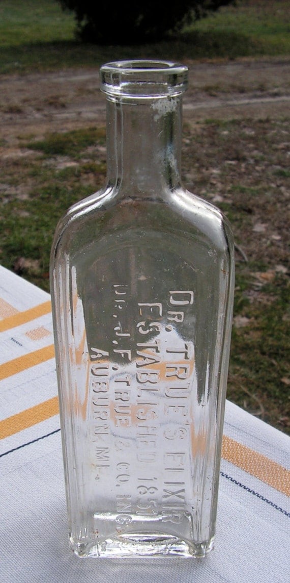 Early 1900s Dr. True's Elixir Medicine Bottle Auburn Maine