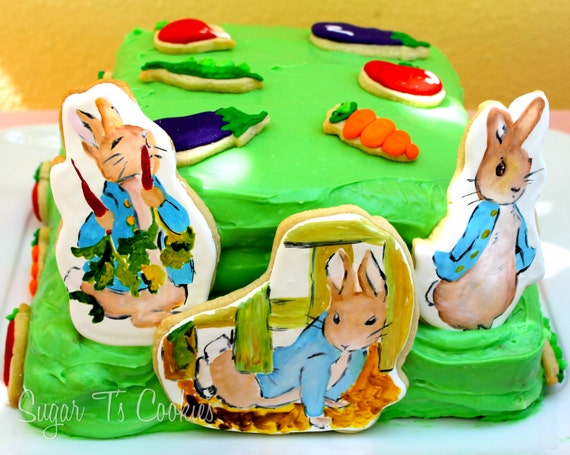 Items similar to Hand Painted Peter Rabbit Cookies on Etsy
