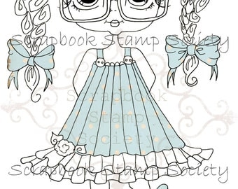 INSTANT DOWNLOAD Digital Digi Stamps Big Eye Big Head Dolls