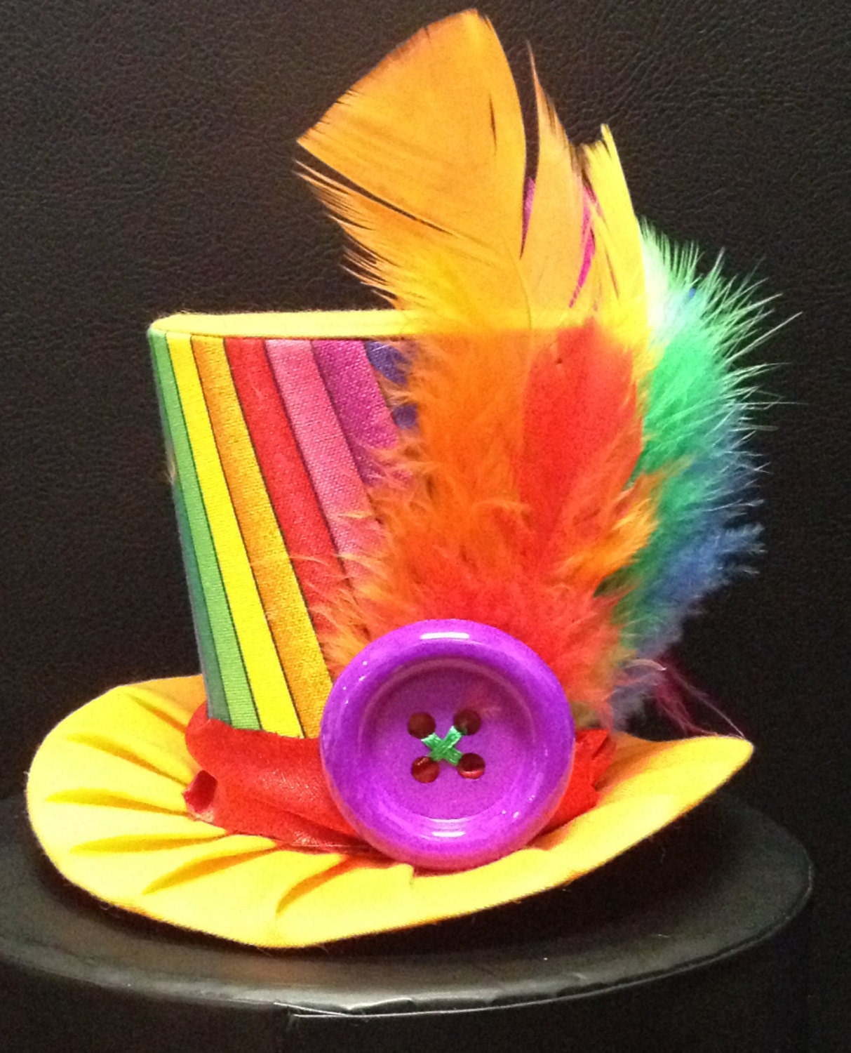 Funky Rainbow And Orange Mini Top Hat for Dress Up Birthday