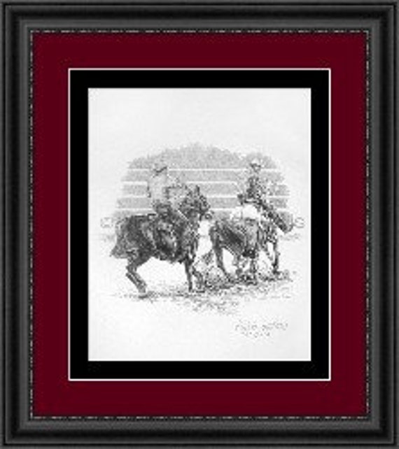 Team Roping drawing of rodeo cowboys team roping at by notevena