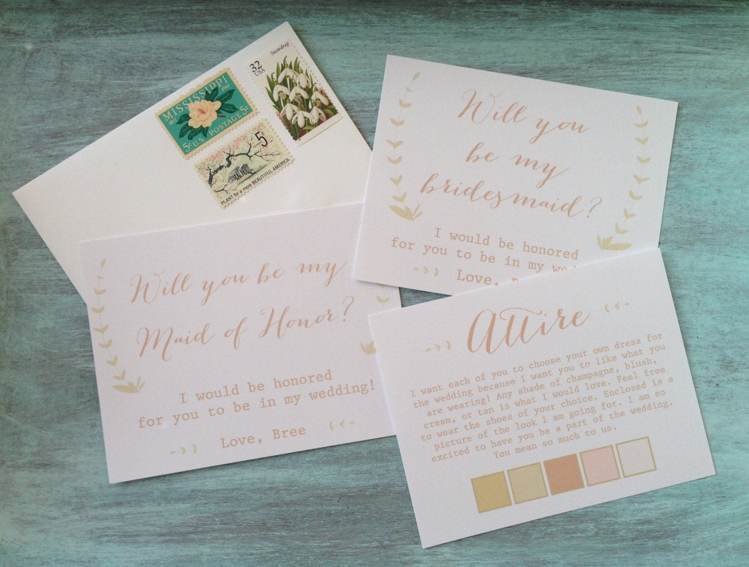 Custom Wedding Party Cards – OnePaperHeart – Stationary & Invitations