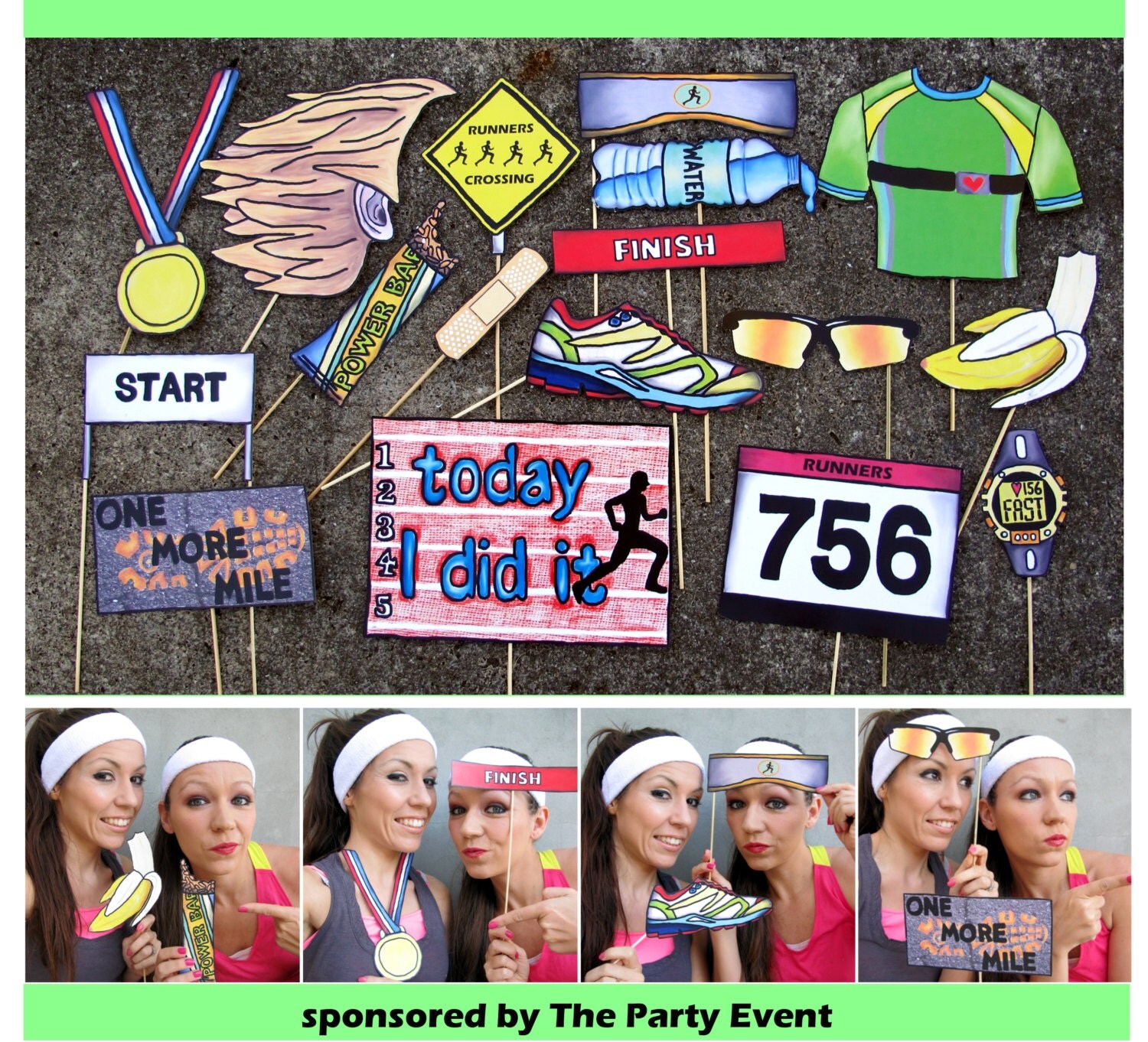 Running race photo booth props perfect for your pre-run party