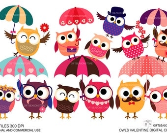 Easter owls Digital clip art for Personal and Commercial use