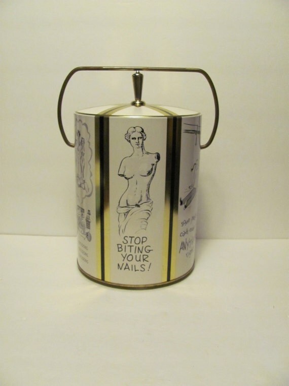 Funny Fabcraft Ice Bucket Cartoons Gold Black by MamabirdsVintage