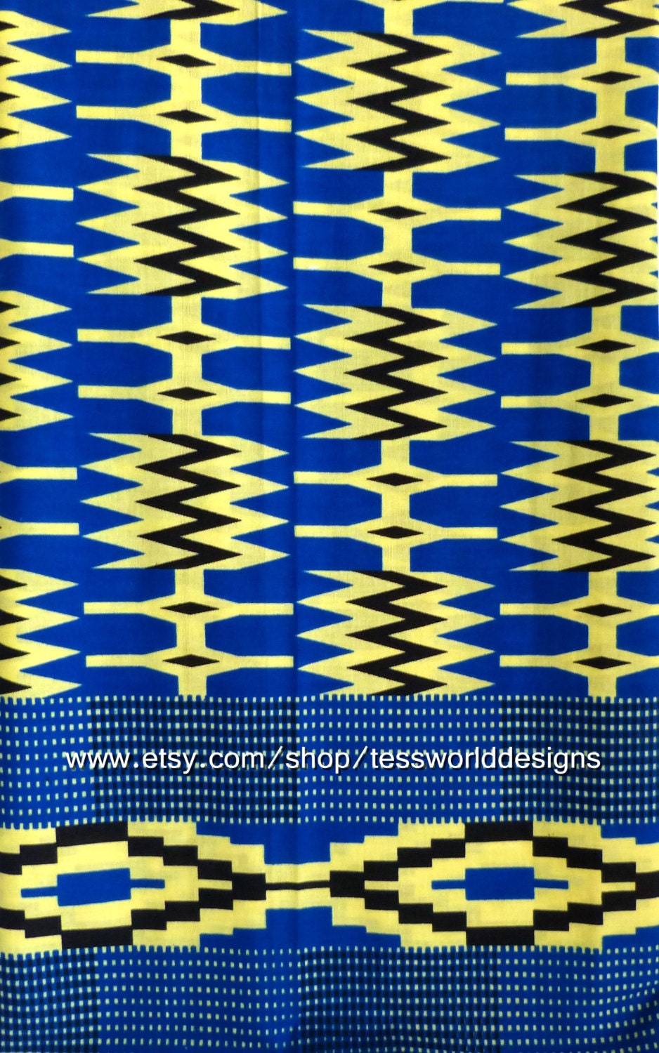 Original Blue African Fabric / African Kente Print / Supplies