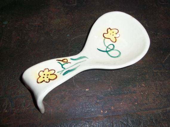 Handmade Pottery Spoon Rest by WinterFinds on Etsy