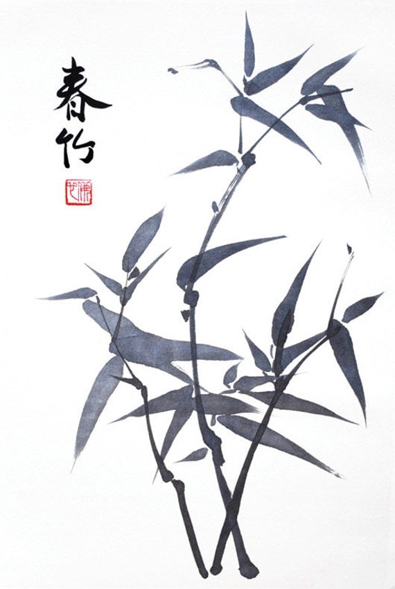 Spring Bamboo Original Chinese Calligraphy by AuspiciousInk