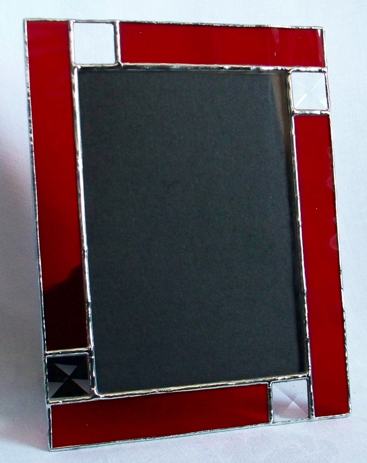 Made to Order Ruby Red stained glass picture frame 5x7 with
