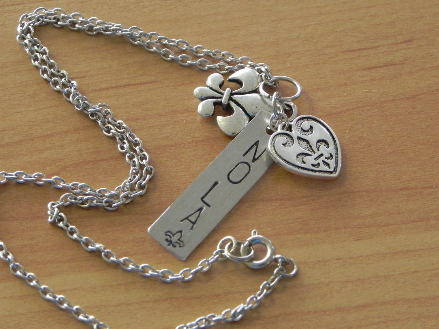 NOLA Charm Necklace with pewter fleur de lis and by ErnieBugs