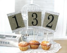 Popular items for burlap table numbers on Etsy