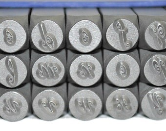 Spiral Font 4MM Metal Stamp Set- Metal Alphabet Stamp Set- Lowercase ...